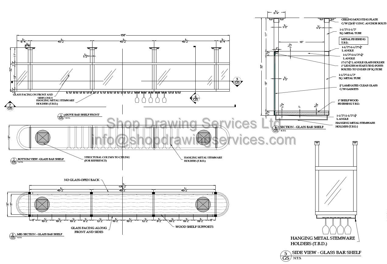 Custom Restaurant Millwork Shop Drawings