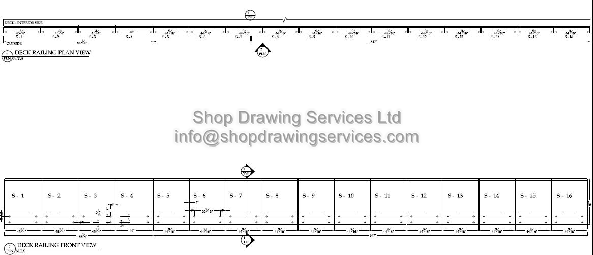deck railing shop drawings