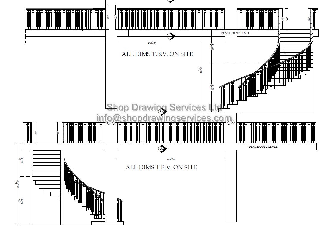 metal railing shop drawings