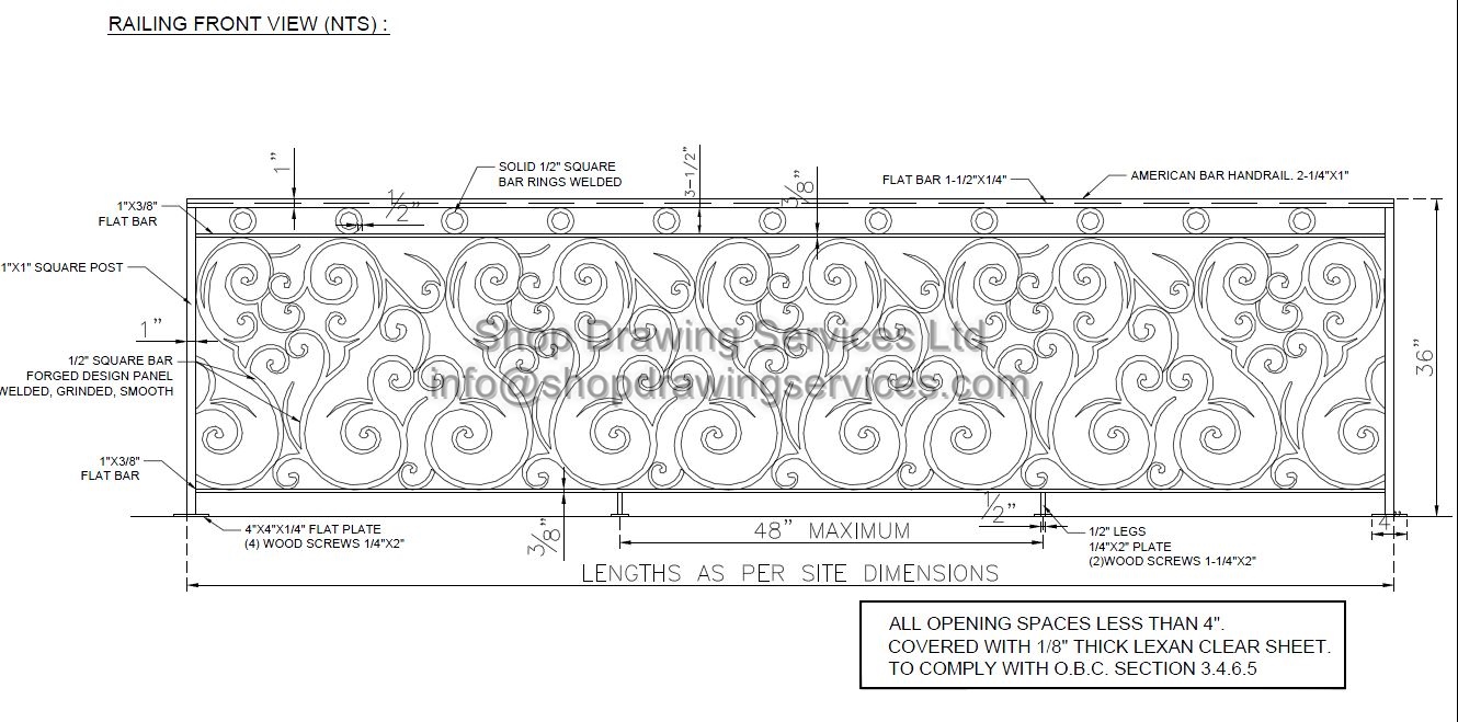 ornamental railing shop drawings