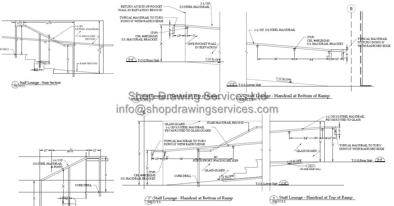 stainless steel pipe railing shop drawings